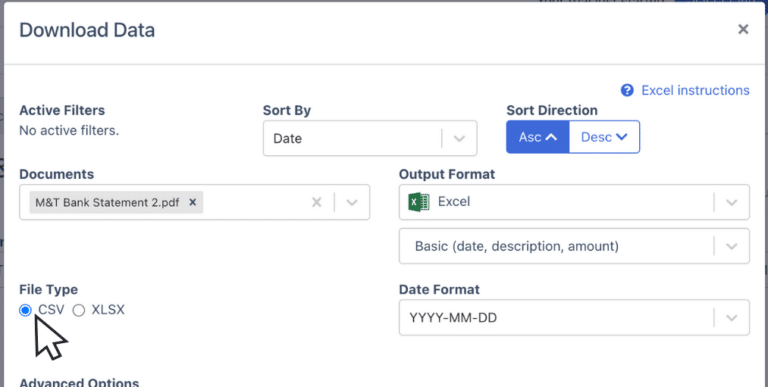 Convert M&T Bank Statement to Excel, CSV, and QBO
