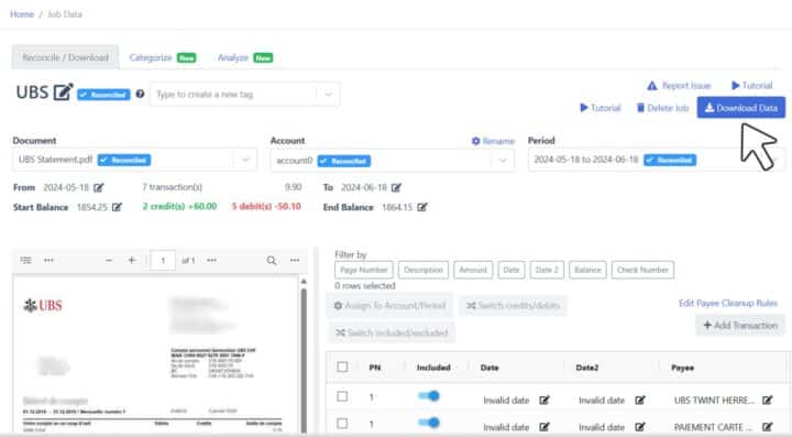 How To Convert UBS Bank Statements To Excel, CSV, And QBO In 1 Minute ...