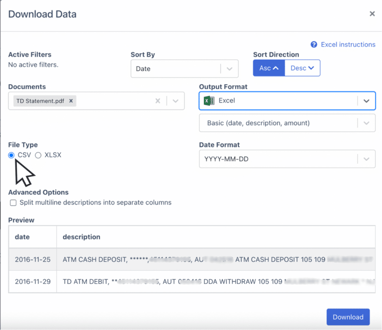 How To Convert TD Bank Statements To Excel, CSV, And QBO