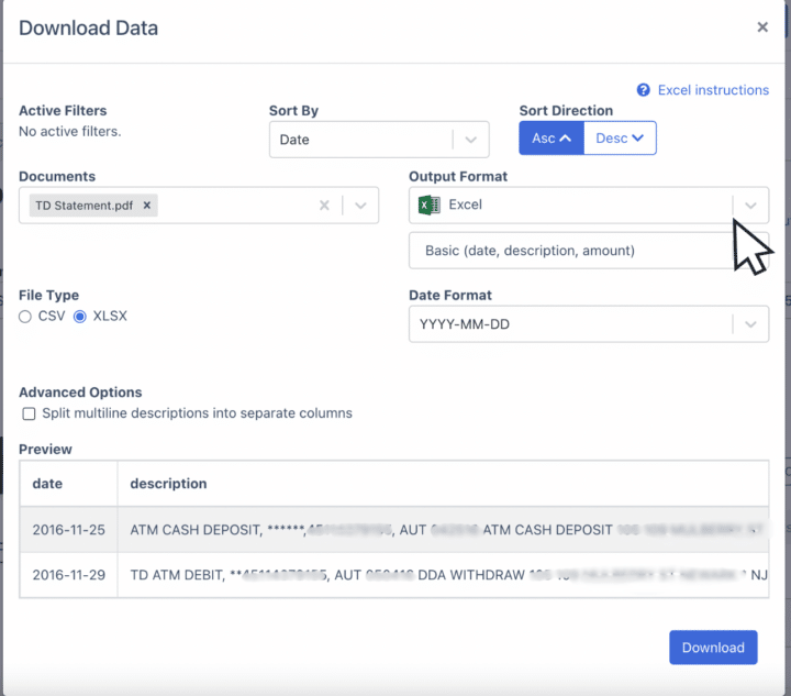 How To Convert TD Bank Statements To Excel, CSV, And QBO