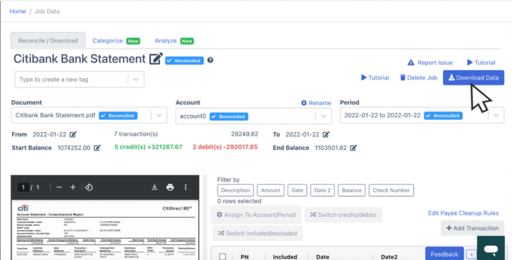 How To Convert Citibank Bank Statement To Excel, CSV, QBO