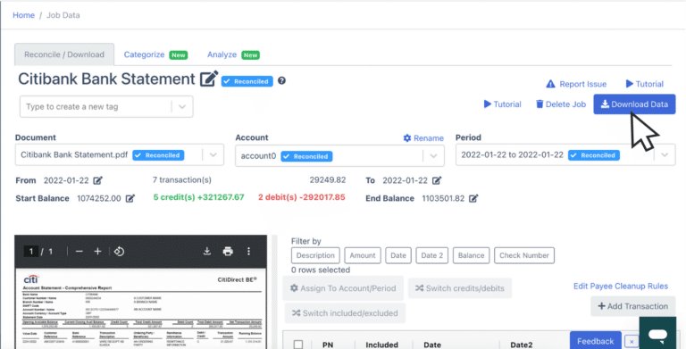 How To Convert Citibank Bank Statement To Excel, CSV, QBO