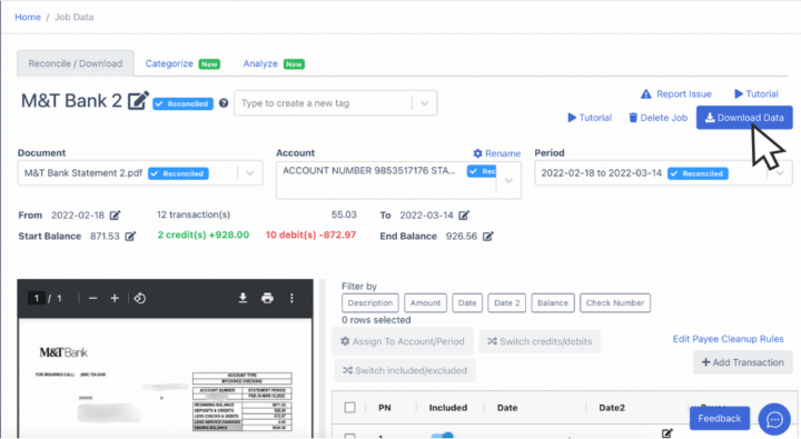 How To Convert M&T Bank Statement To Excel, CSV, And QBO