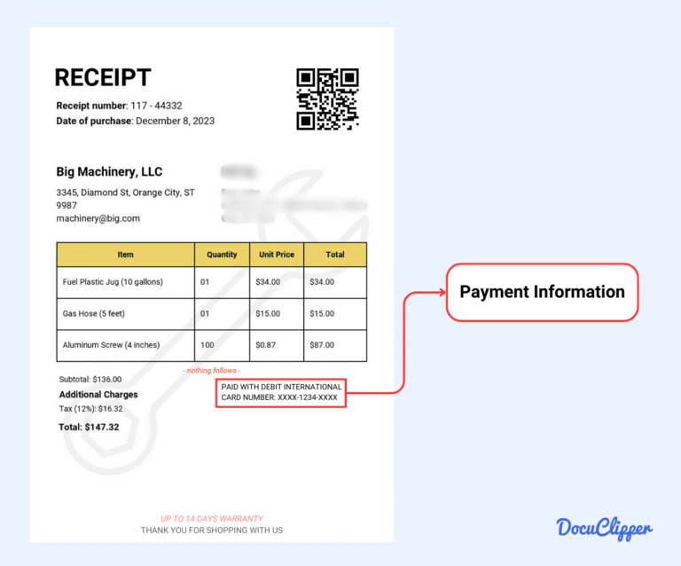 Receipt Data Extraction: Extract Receipt Data - DocuClipper