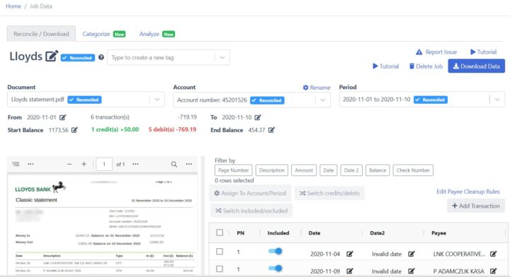 How To Convert Lloyds Bank Statements To Excel, CSV, And QBO In 1 ...