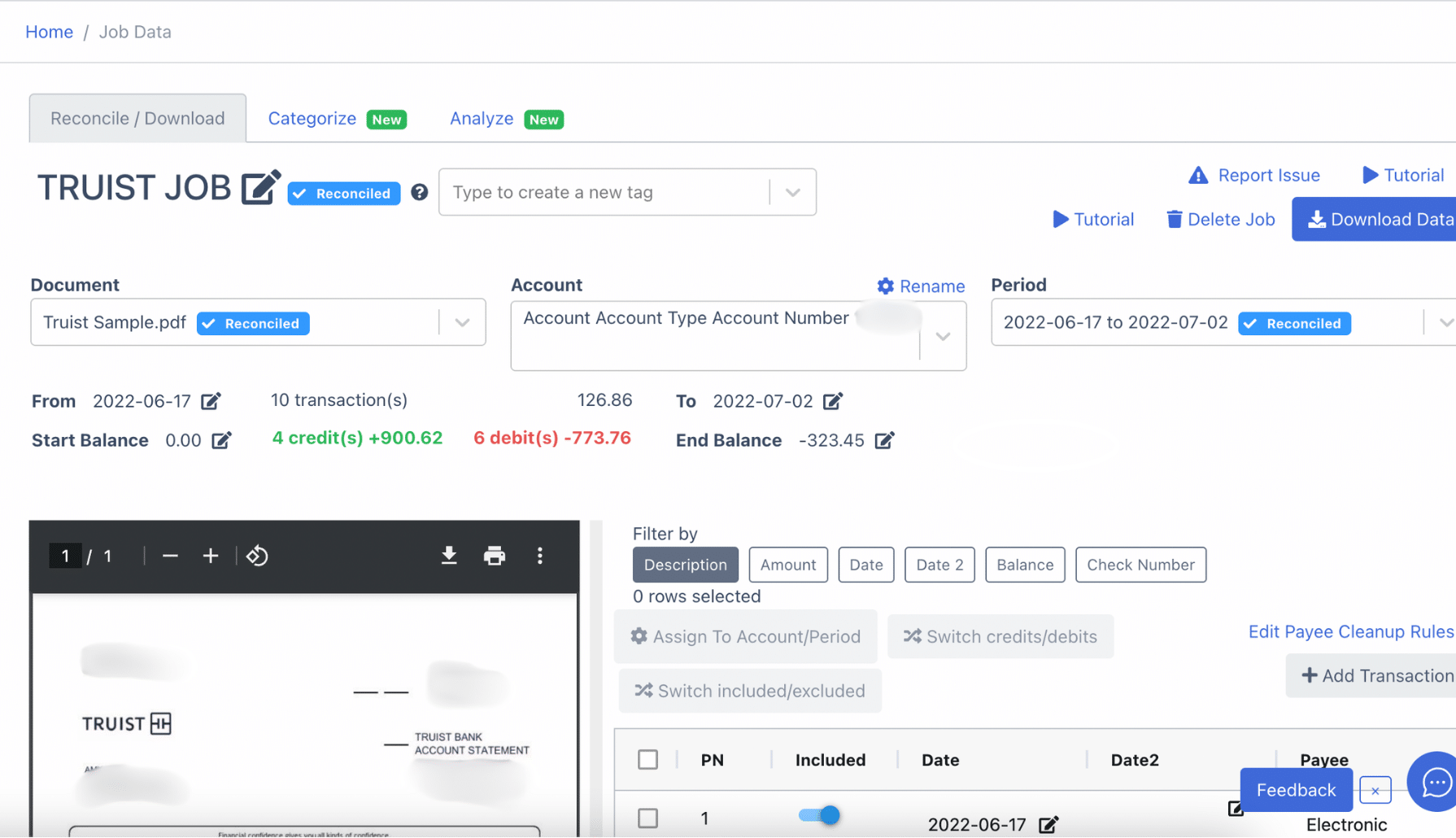 How To Convert Truist Bank Statement To Excel, CSV, And QBO - DocuClipper