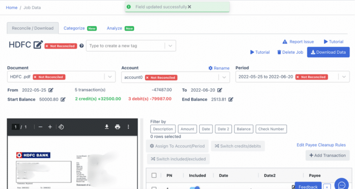 How To Convert HDFC Bank Statement To Excel, CSV, And QBO In 1 Minute ...
