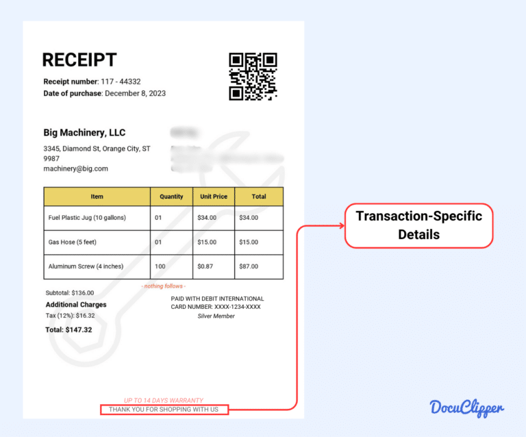 Receipt Data Extraction: Extract Receipt Data - DocuClipper
