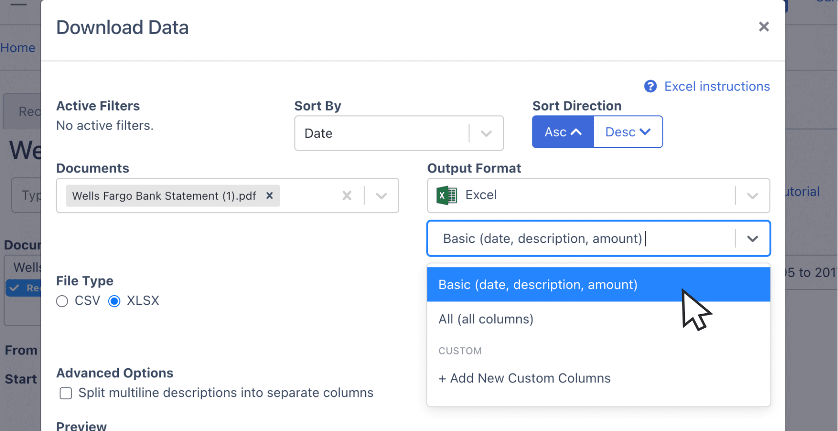 How To Convert Wells Fargo Bank Statement To Excel, CSV, And QBO - DocuClipper