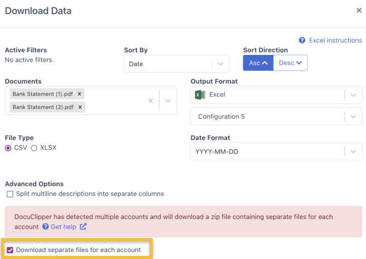 Downloading Bank Transactions - DocuClipper