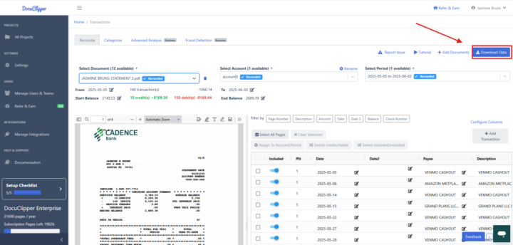 Extract Data From Bank Statements - DocuClipper