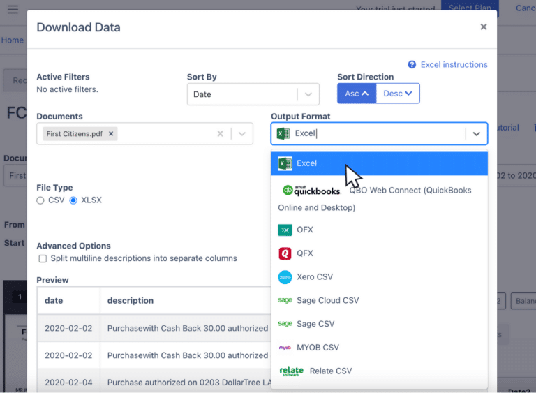 How To Convert First Citizens Bank Statements To Excel/CSV