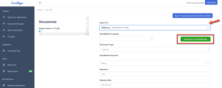 How To Import Invoices And Receipts Into QuickBooks Online - DocuClipper