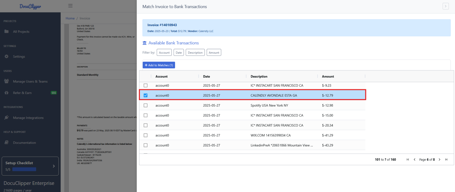 Invoice To Bank Transaction Matching Guide - DocuClipper
