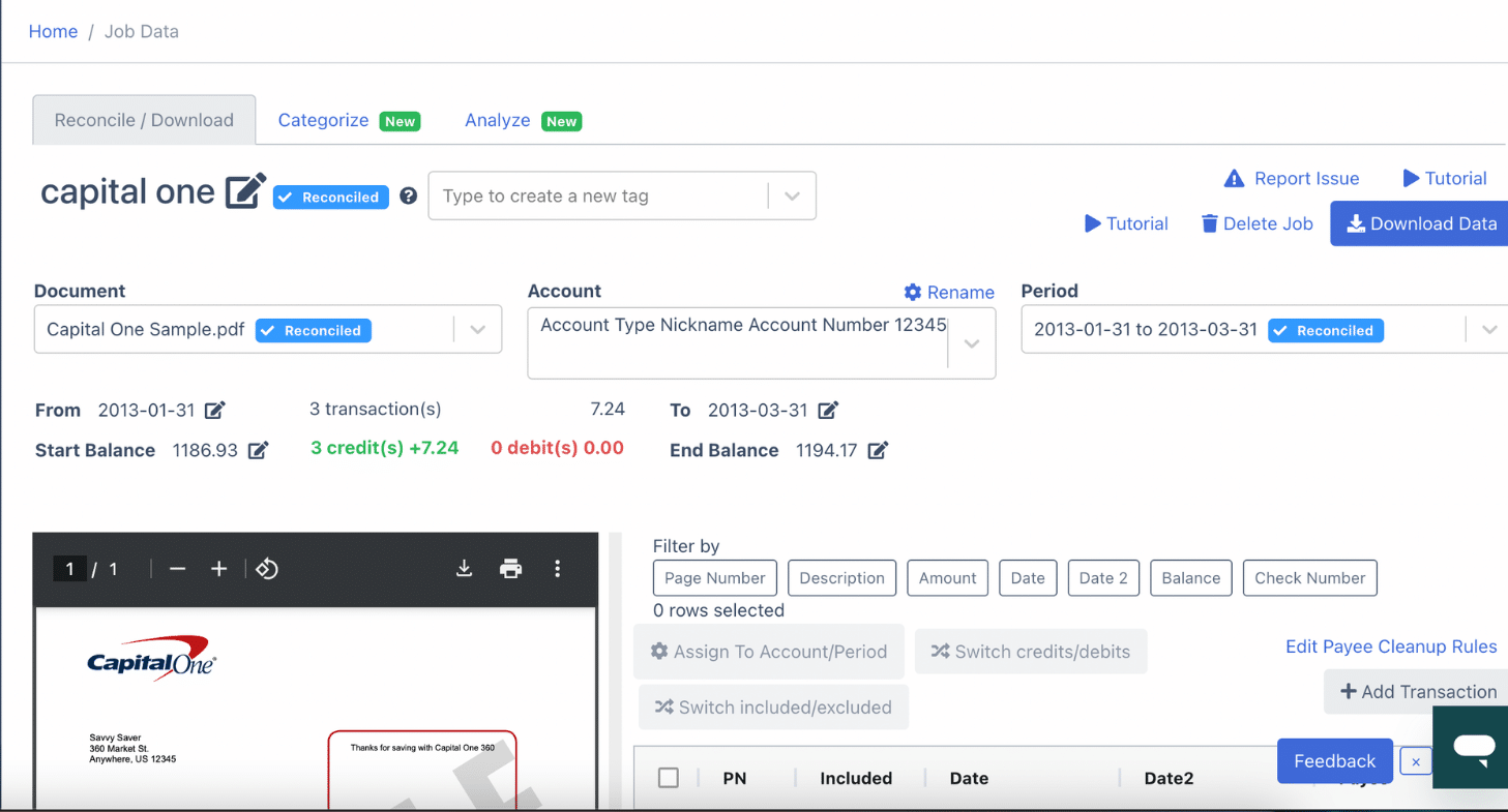How To Convert Capital One Bank Statement To Excel, CSV, And QBO In 1 Minute Or Less - DocuClipper
